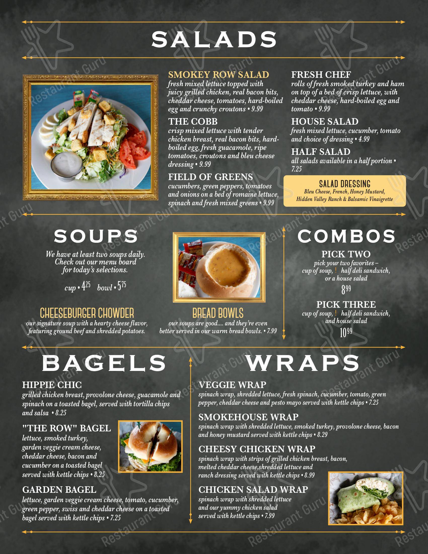 Menu at Smokey Row Coffee cafe, Pella