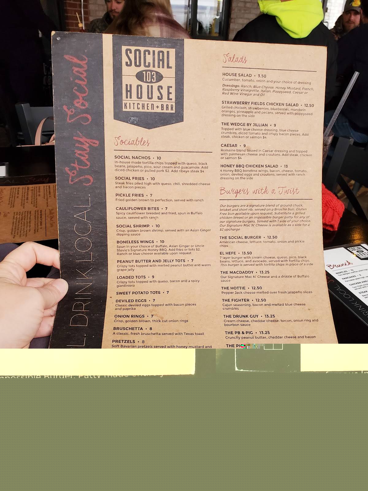Menu at Social House 103 pub & bar, Dundee