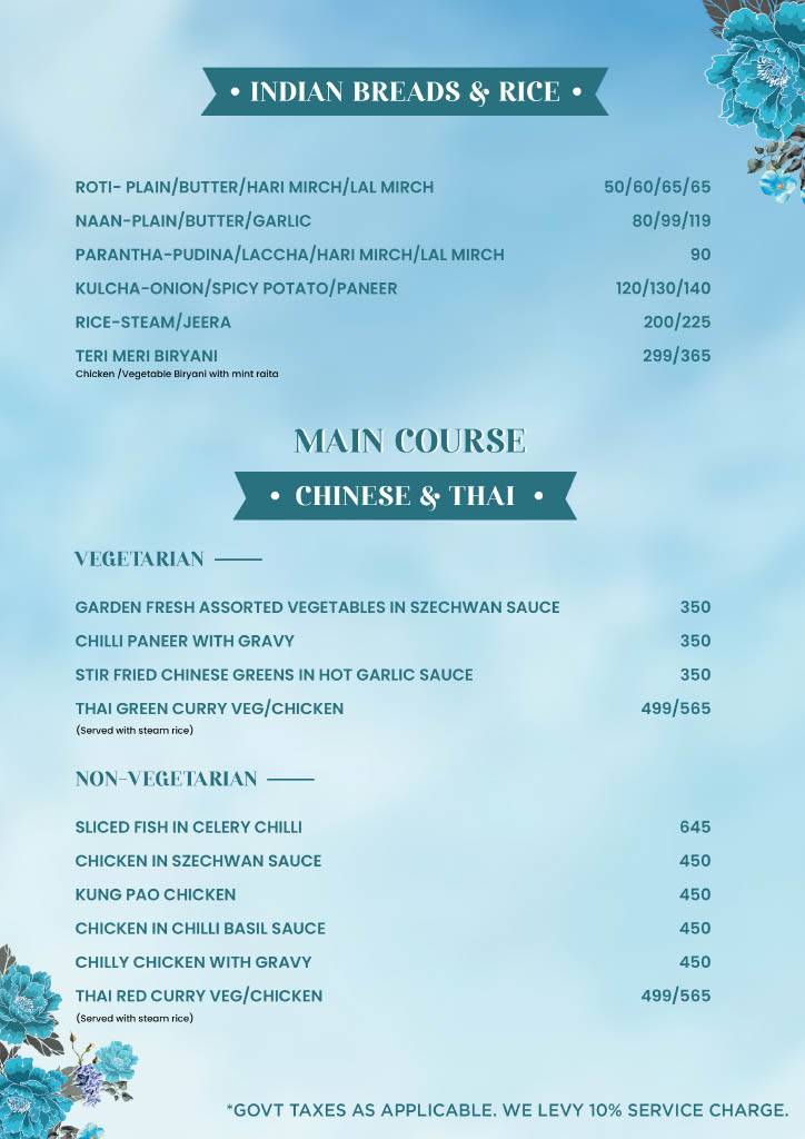 Menu at Solasta, Gurugram