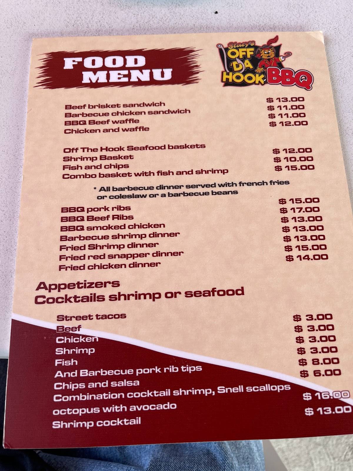 Menu at Stacy's off Da Hook Soulfood & BBQ, Phoenix, W Glendale Ave