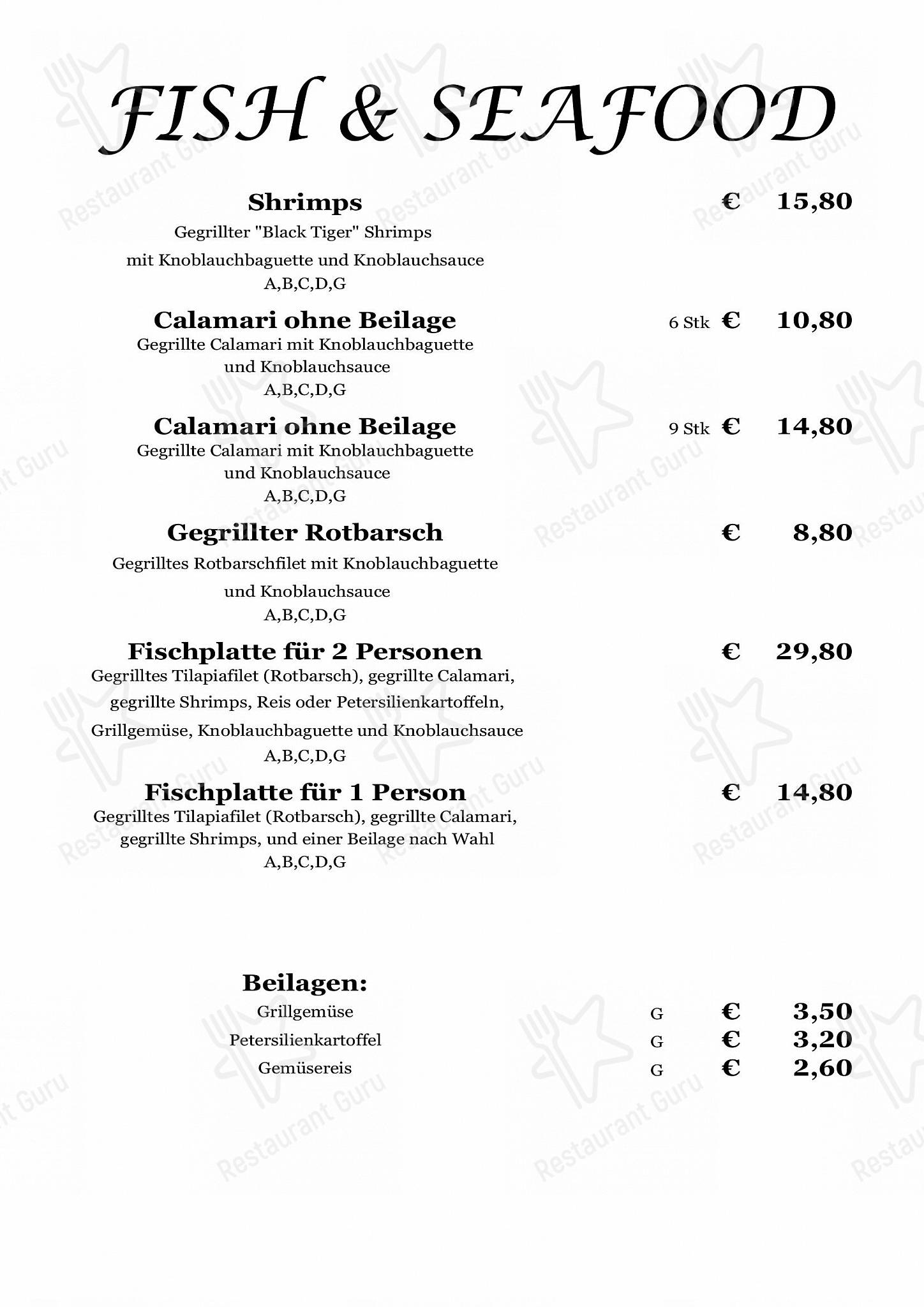 Menu at American Roadhouse steakhouse, Graz