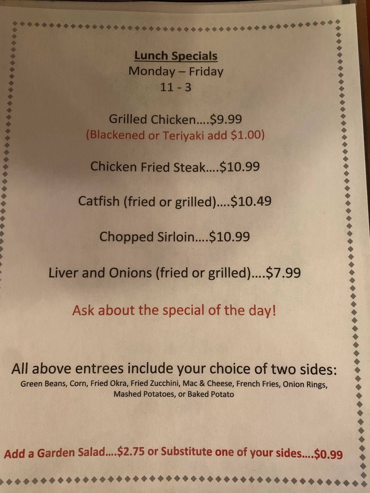 Menu at Blake's steakhouse, Luling
