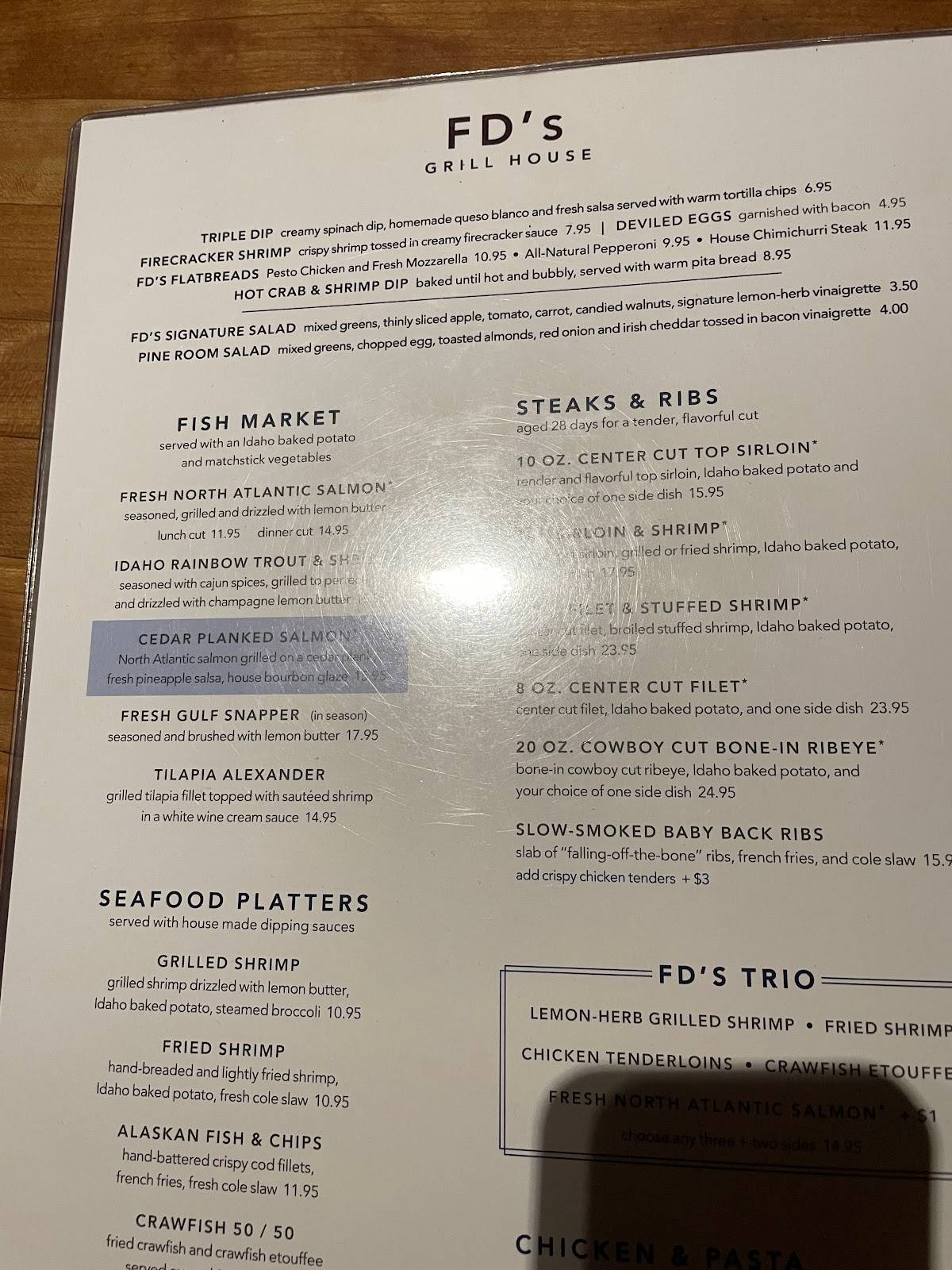 Menu at FD's Grillhouse steakhouse, Tyler, S Broadway Ave #494