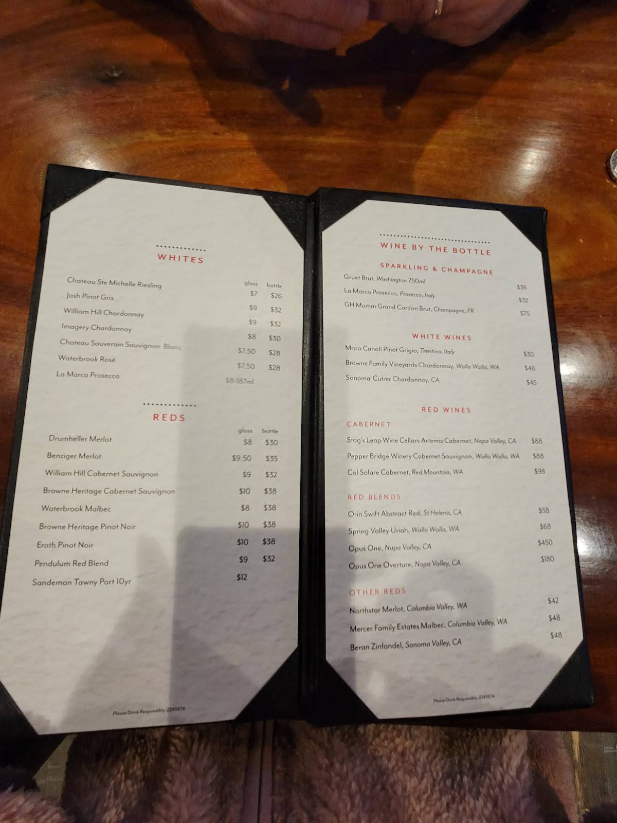 Menu at Fujiyama steakhouse, Liberty Lake