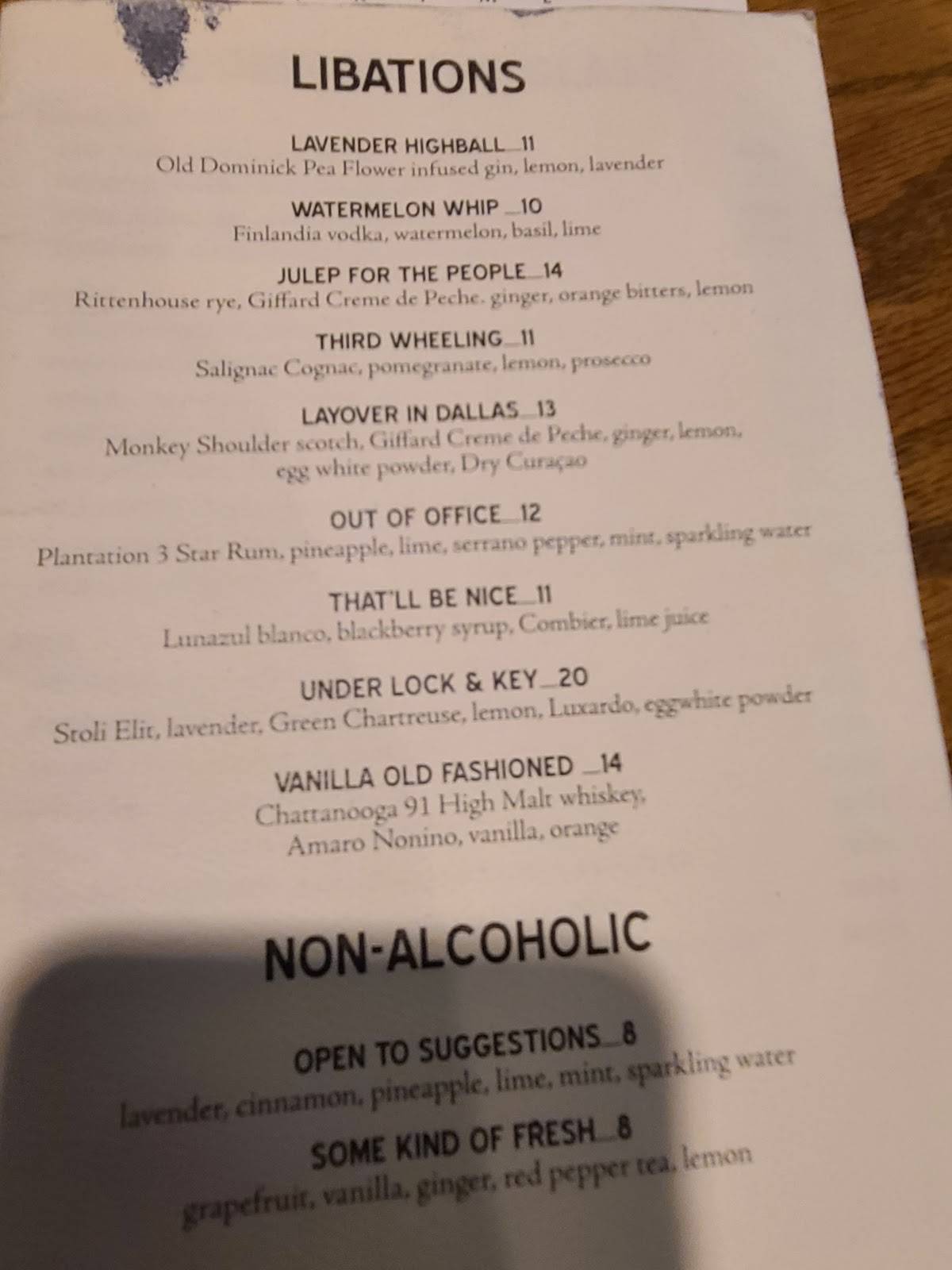 Menu at Kayne Prime Steakhouse, Nashville