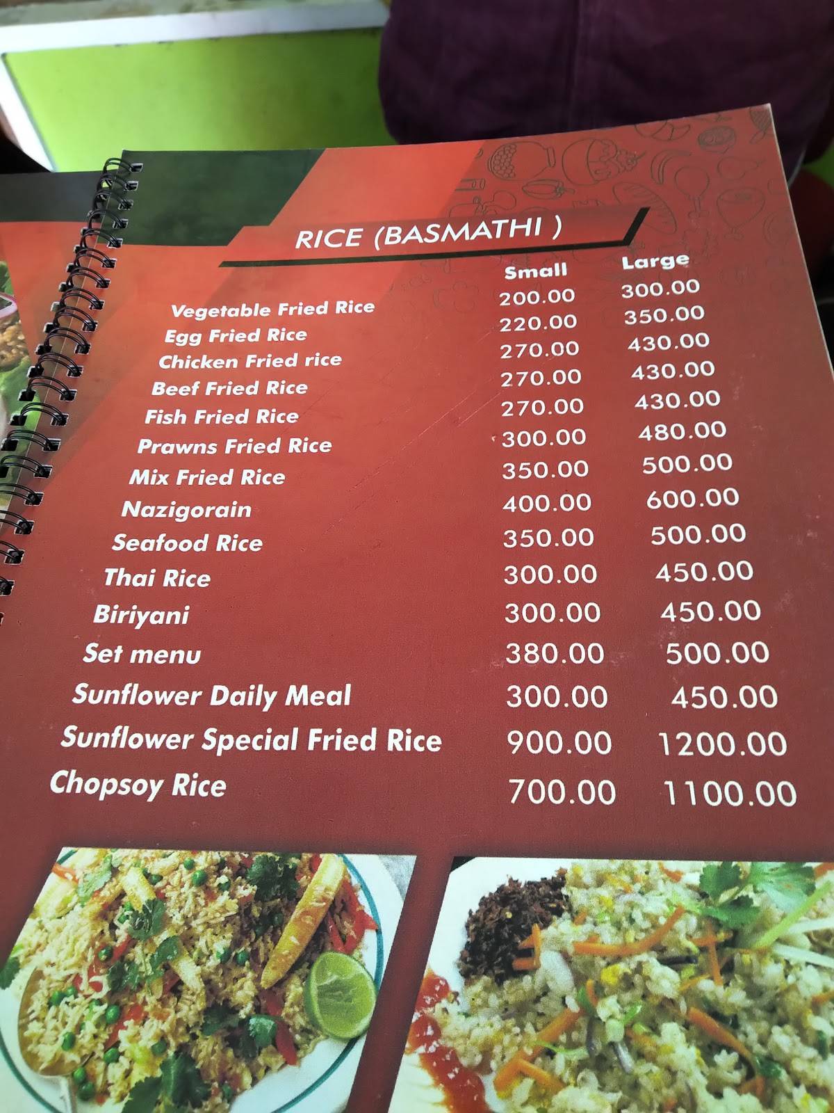Menu at Sunflower Restaurant, Puducherry