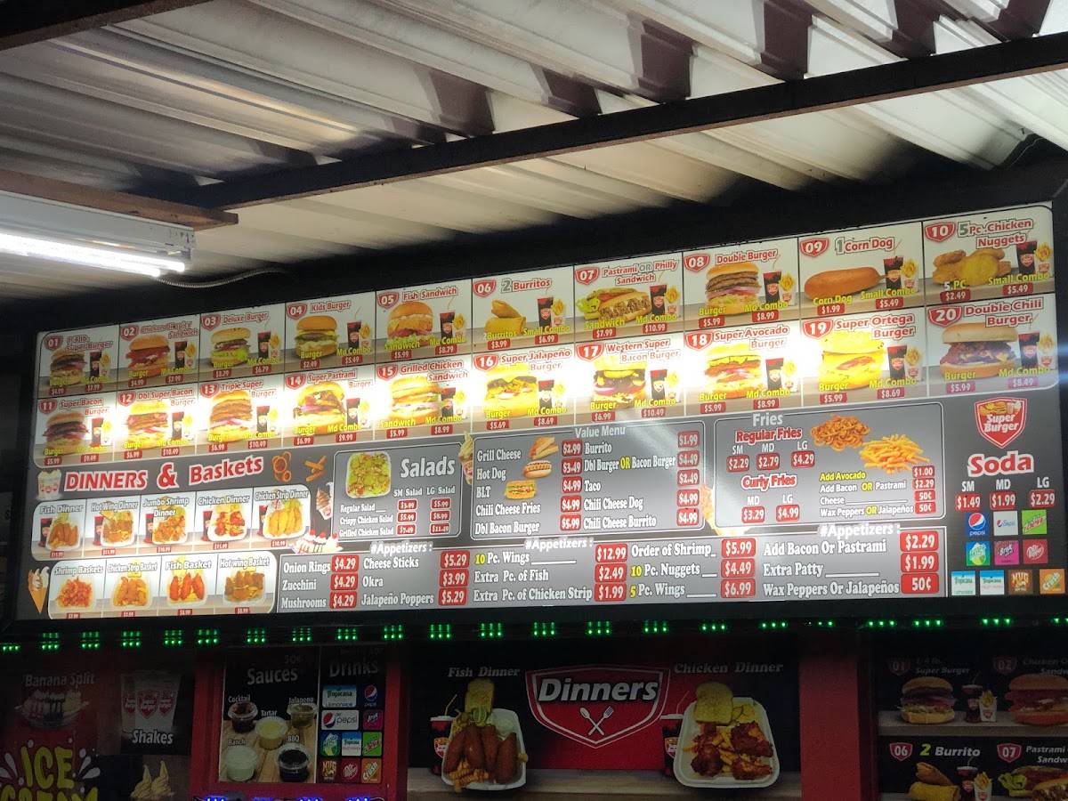 Menu at Super Burger restaurant, Ceres