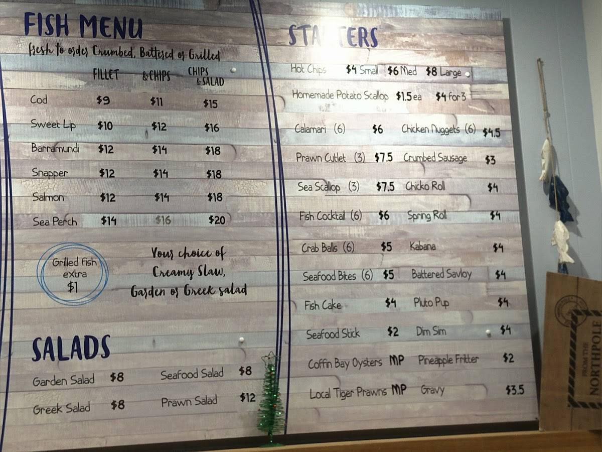Menu at Sylvan Beach Seafood Cafe, Bellara