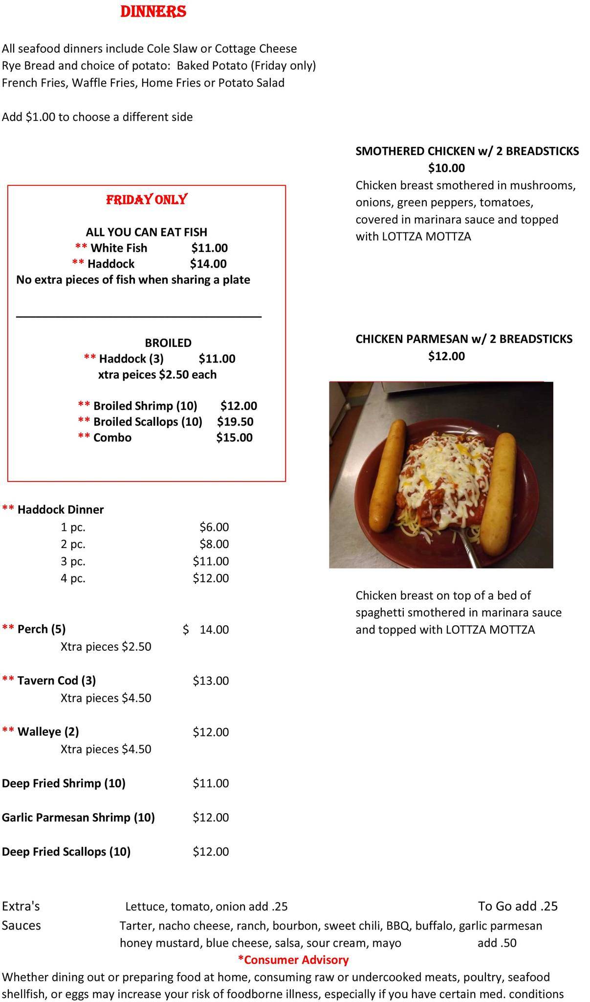 Menu at Boondocks Bar & Grill, Symco