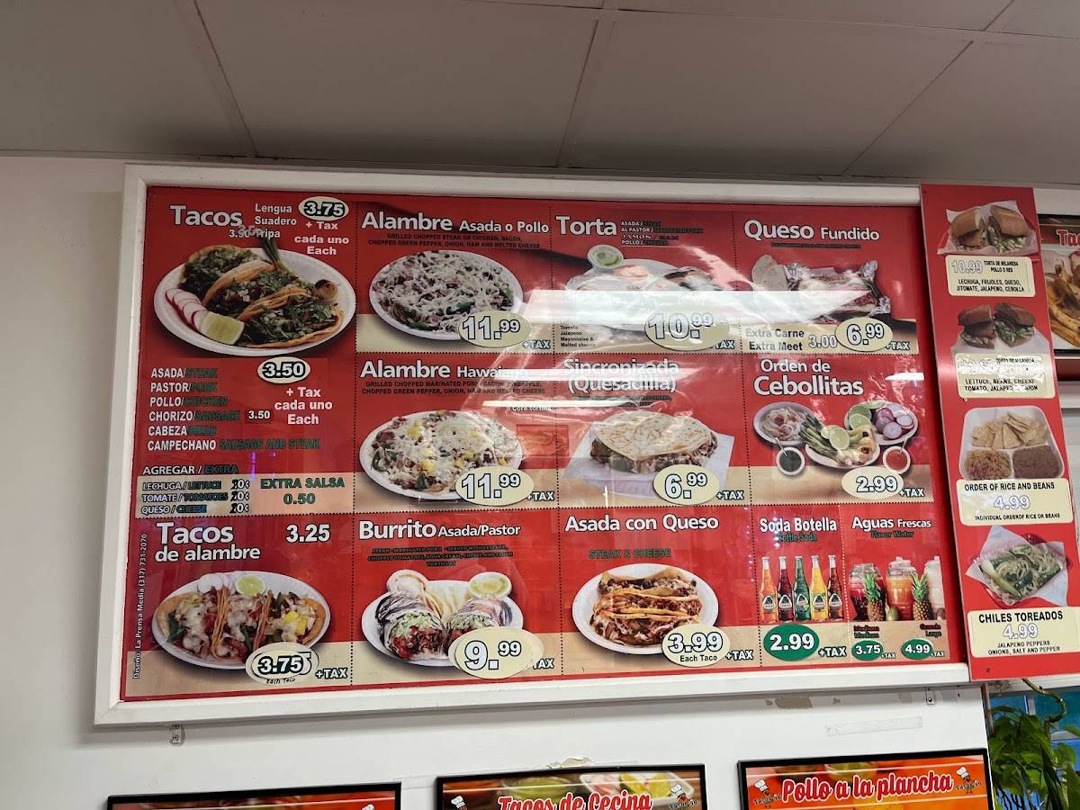Menu at TACOS 46 restaurant, Indianapolis