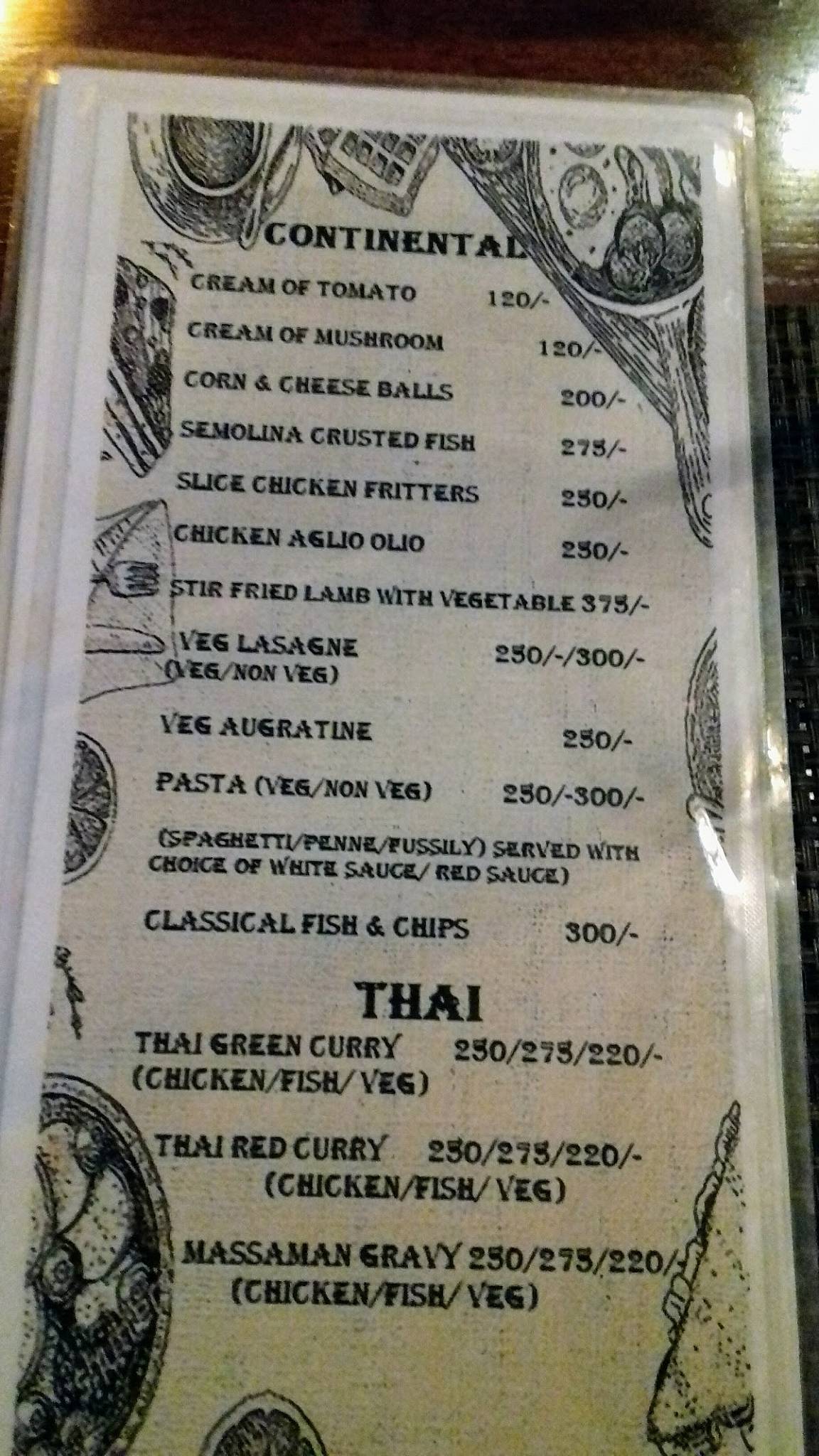 Menu at THEQUE, Purulia