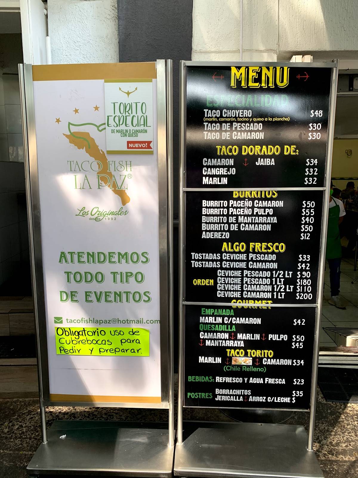 Carta del restaurante Taco Fish La Paz, Guadalajara, Avenida