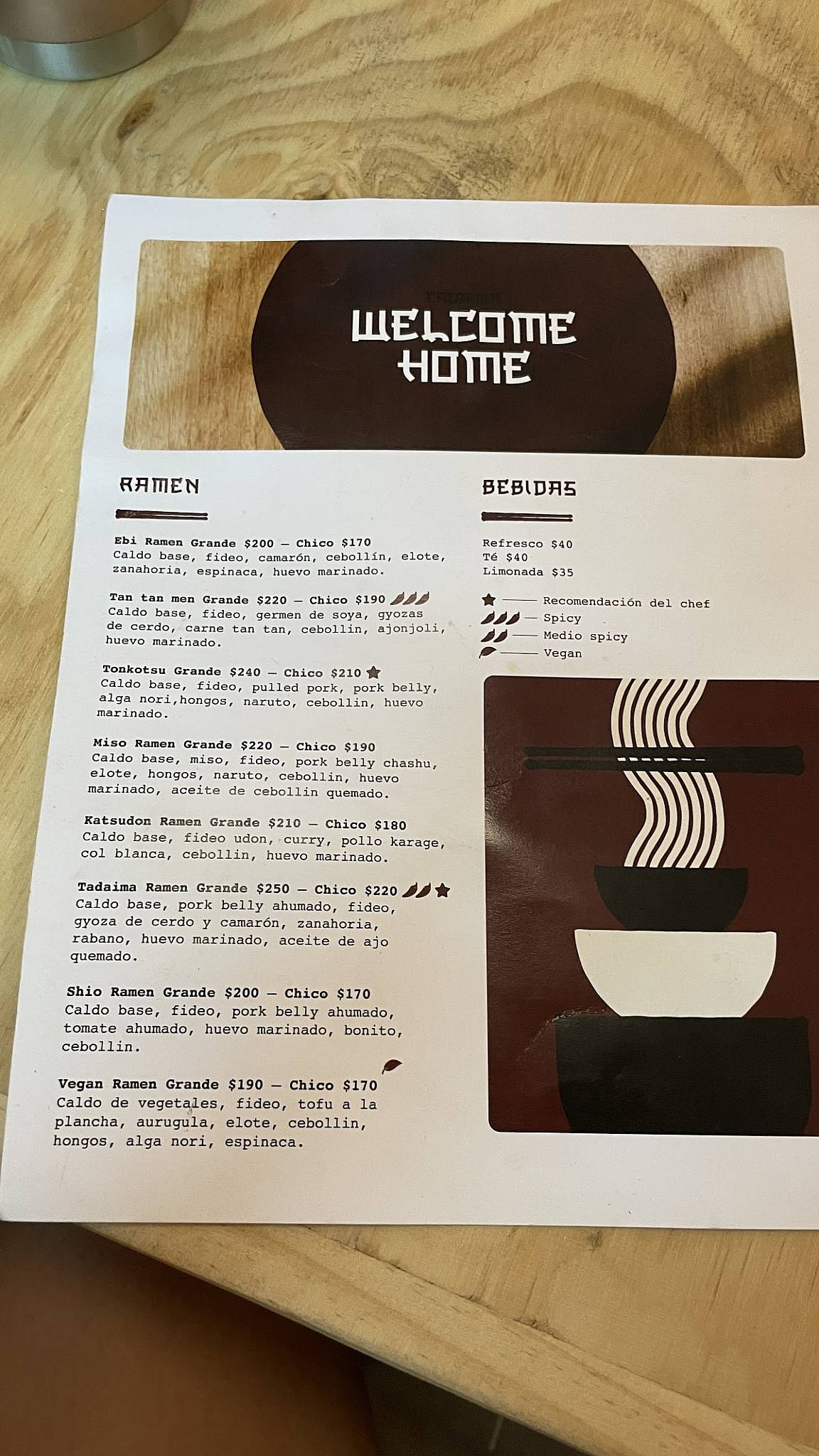 Carta del restaurante Tadaima Ramen House, Monterrey