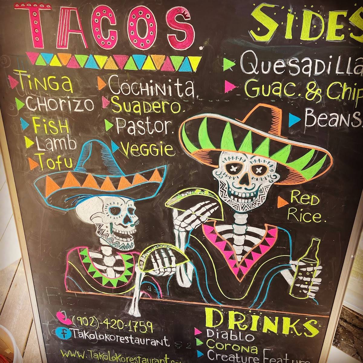 Menu at Tako Loko Mexican Restaurant, Halifax