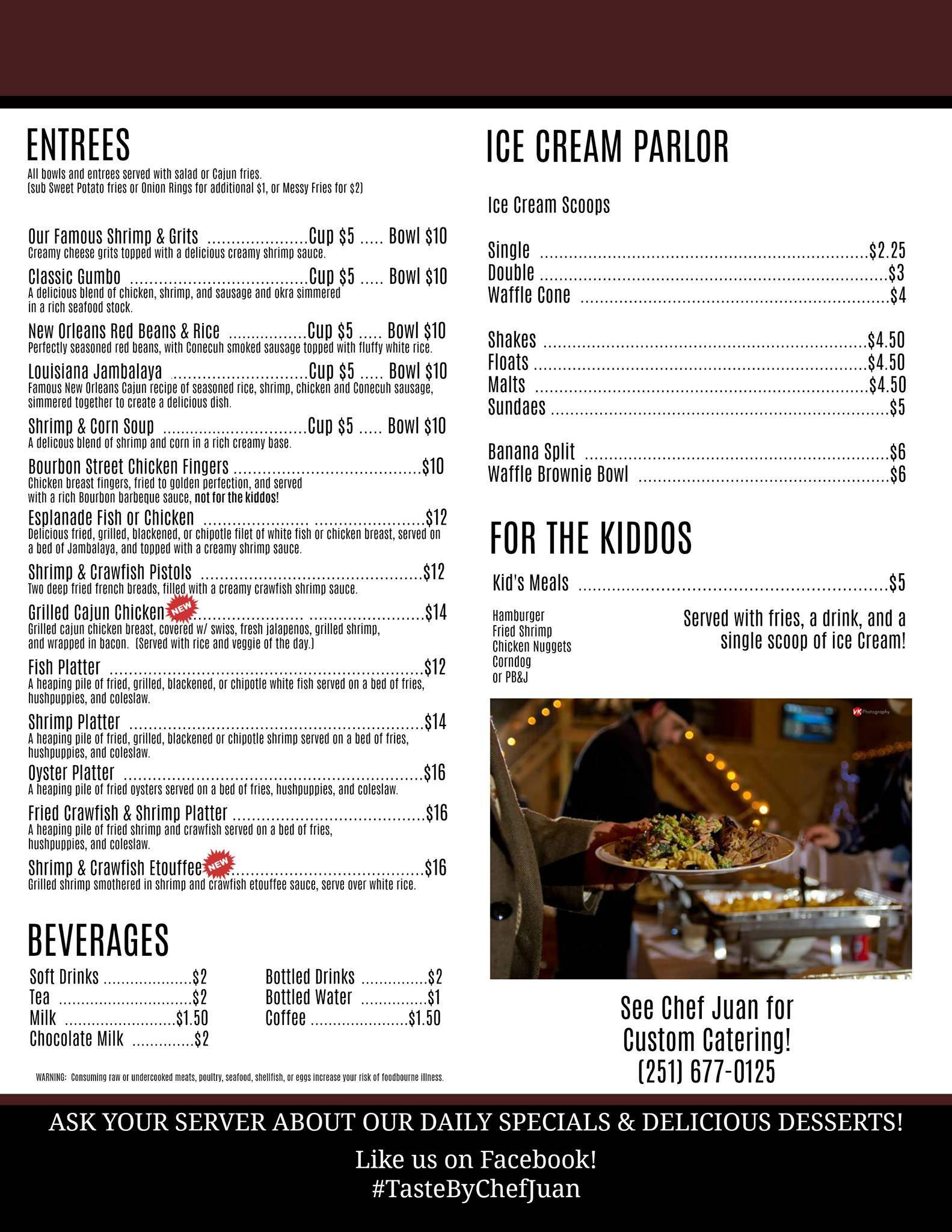 Menu at Taste of New Orleans by Chef Juan cafe, Robertsdale