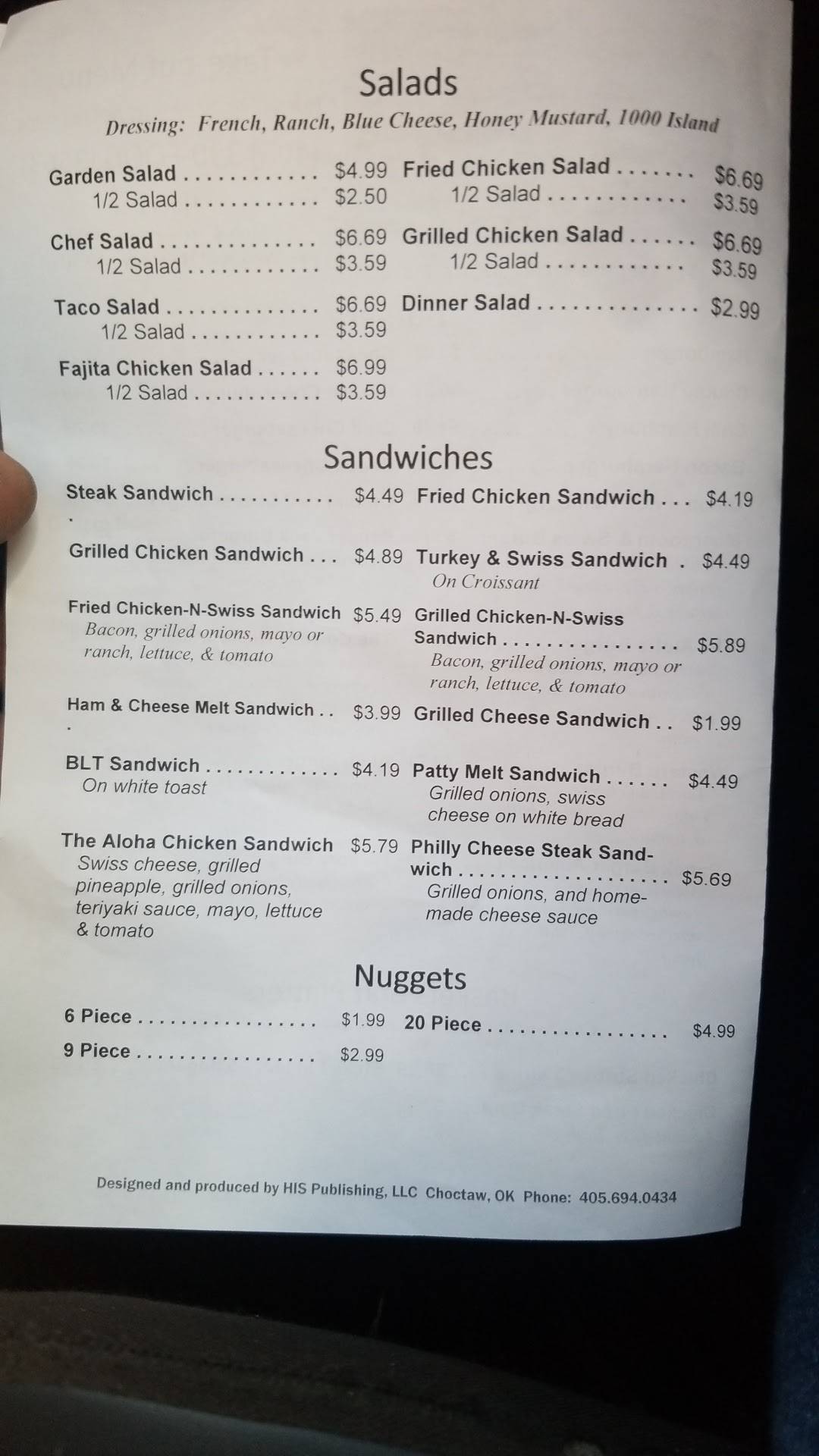 Menu at Tasty Burger restaurant, Choctaw, SE 29th St #6549