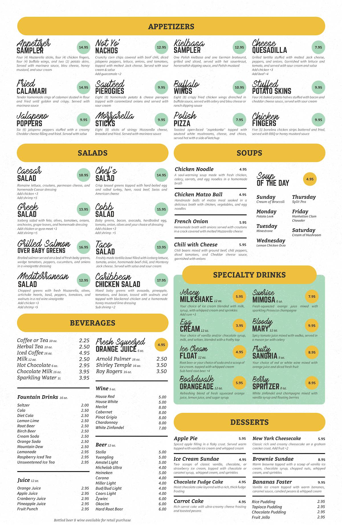 Menu at The Jersey Diner restaurant, Tequesta