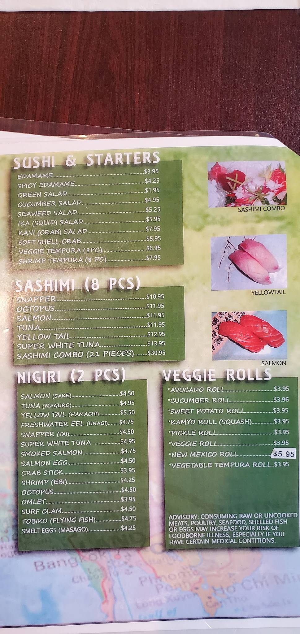 Menu at Thai City restaurant, Portales