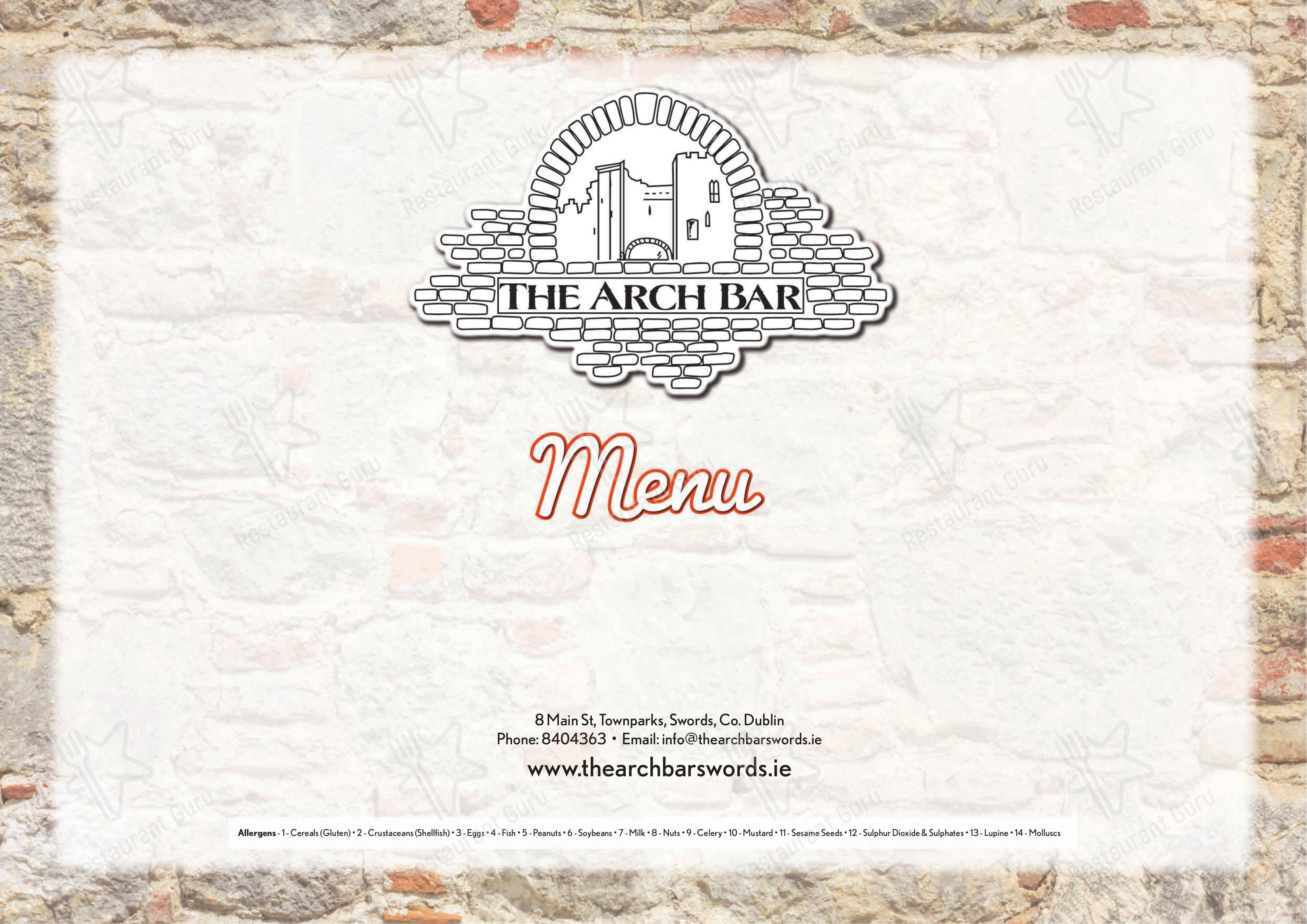 Menu at The Arch Bar, Swords