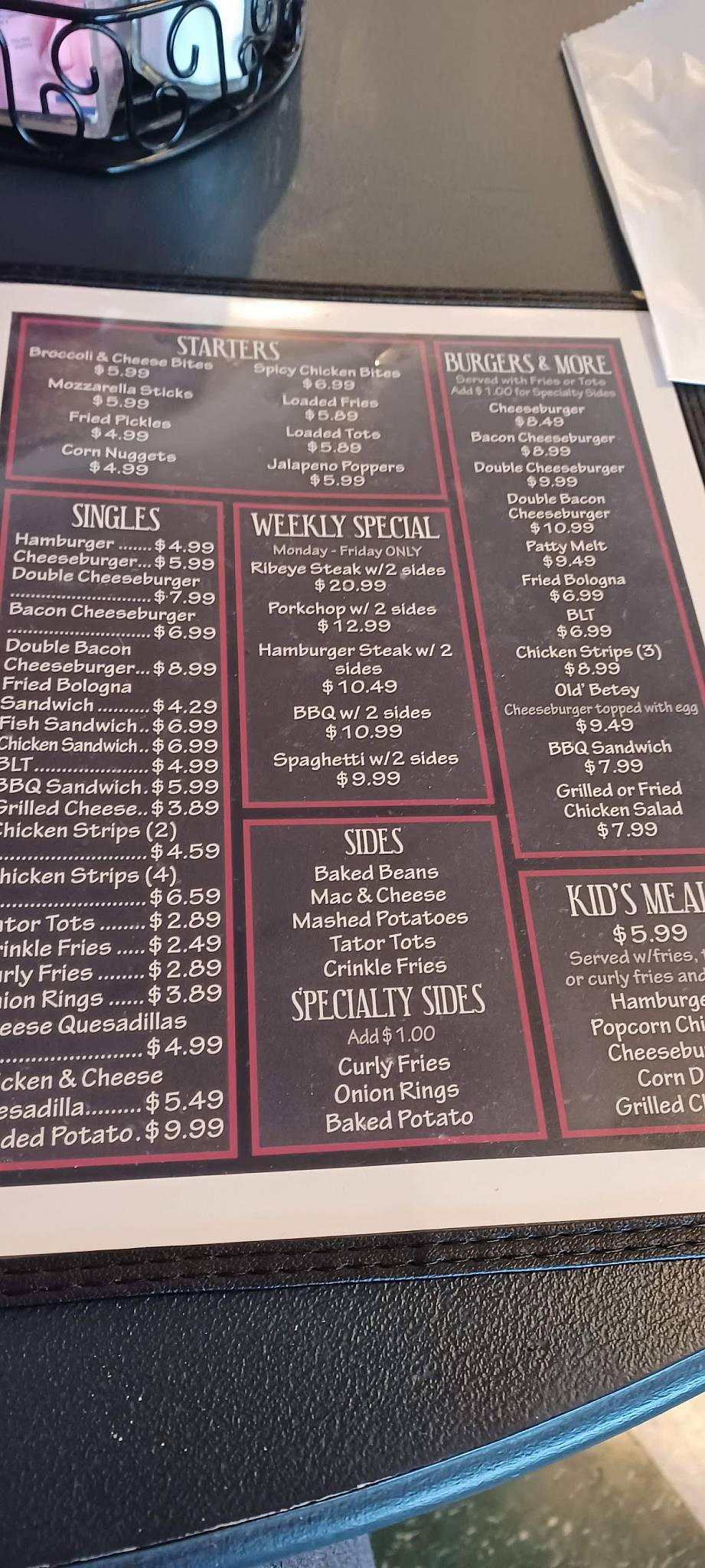 Menu at The Barn, Mount Pleasant