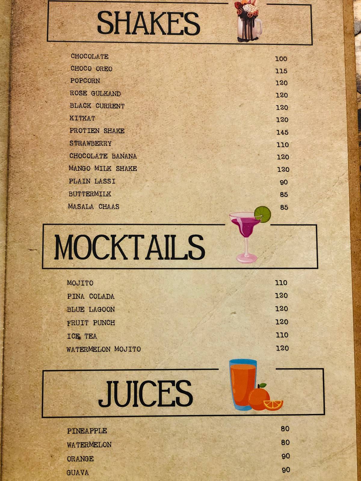Menu at The Bookmark Cafe, Kalyan