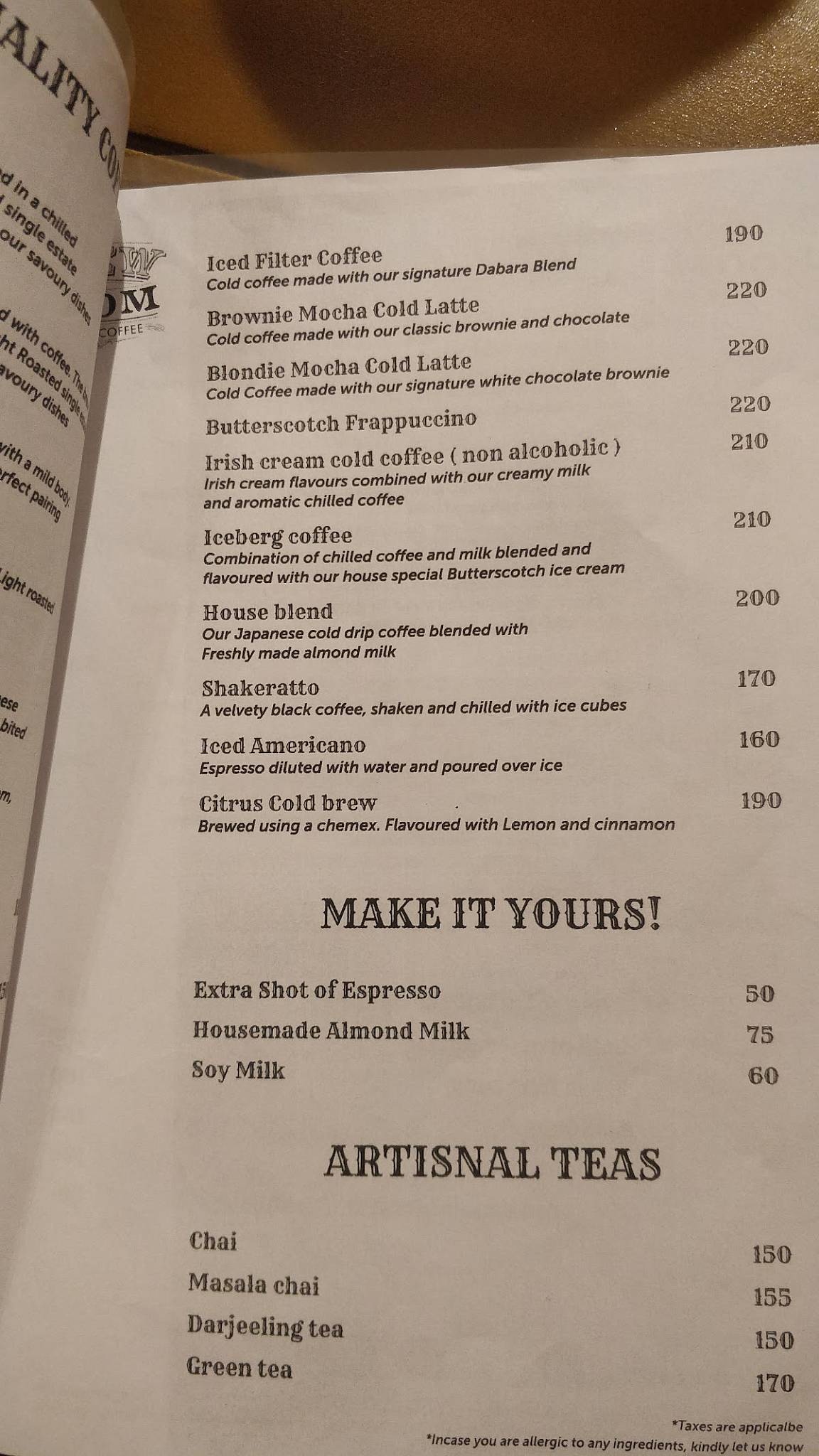 Menu at The Brew Room, Chennai, 146, Dr Radha Krishnan Salai