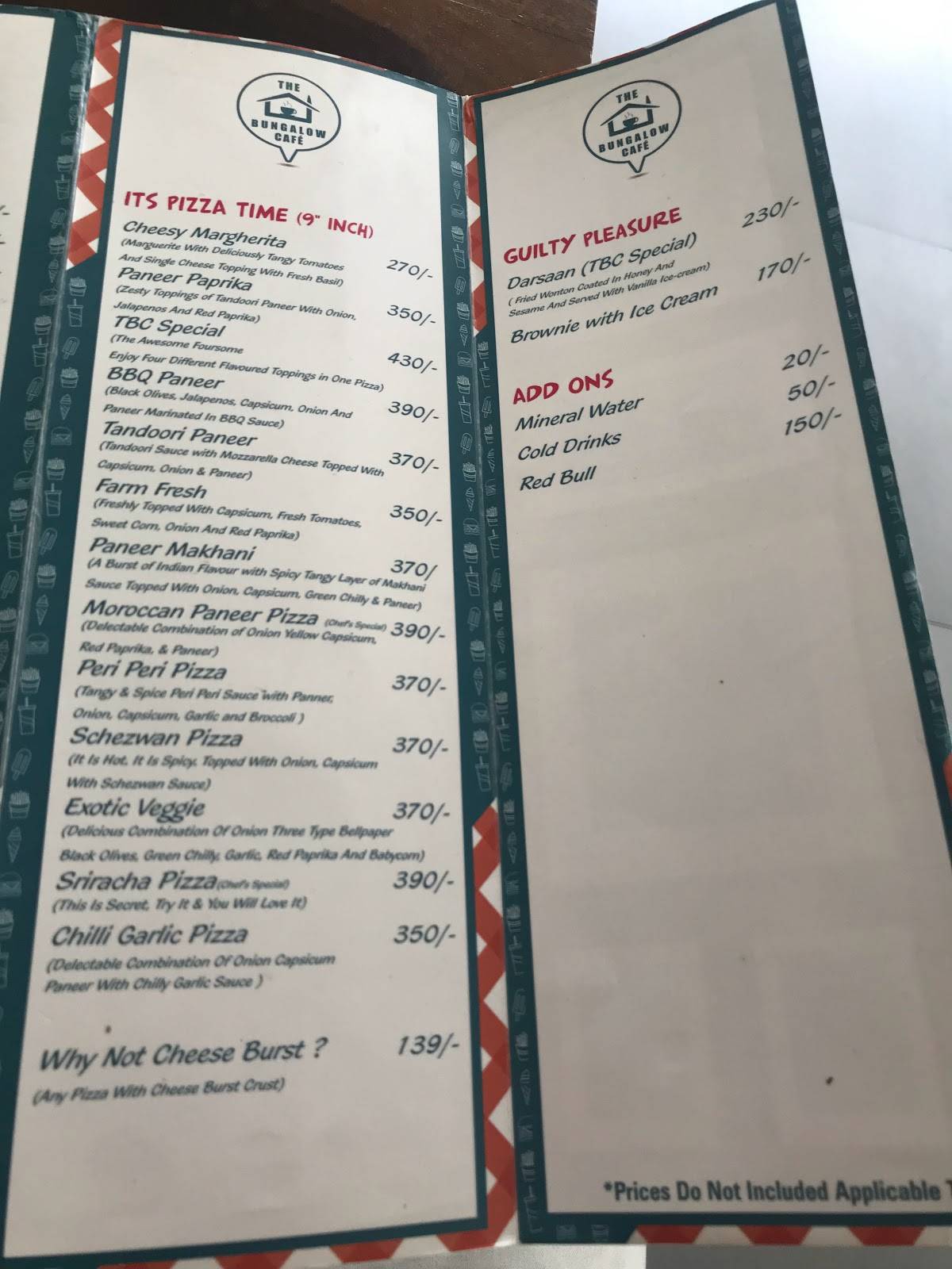 Menu at The Bungalow Cafe, Surat, Aagam Vivianna