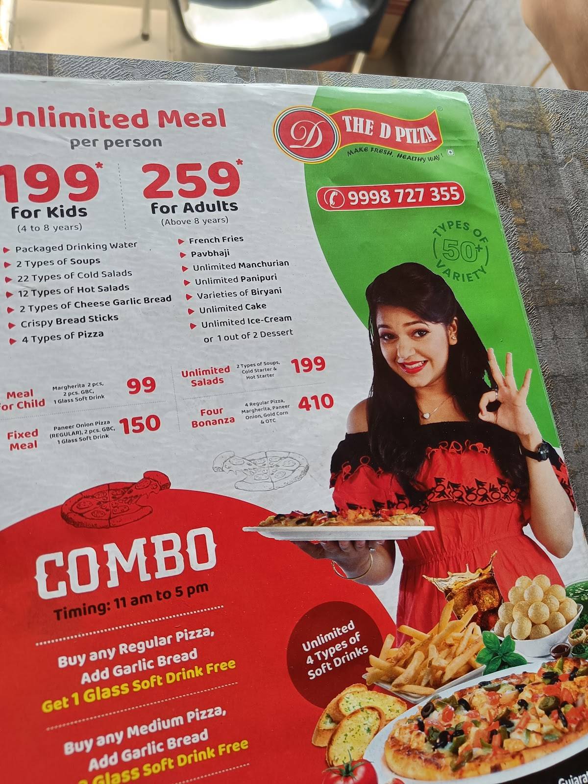 Menu at The D Pizza, Kadodara