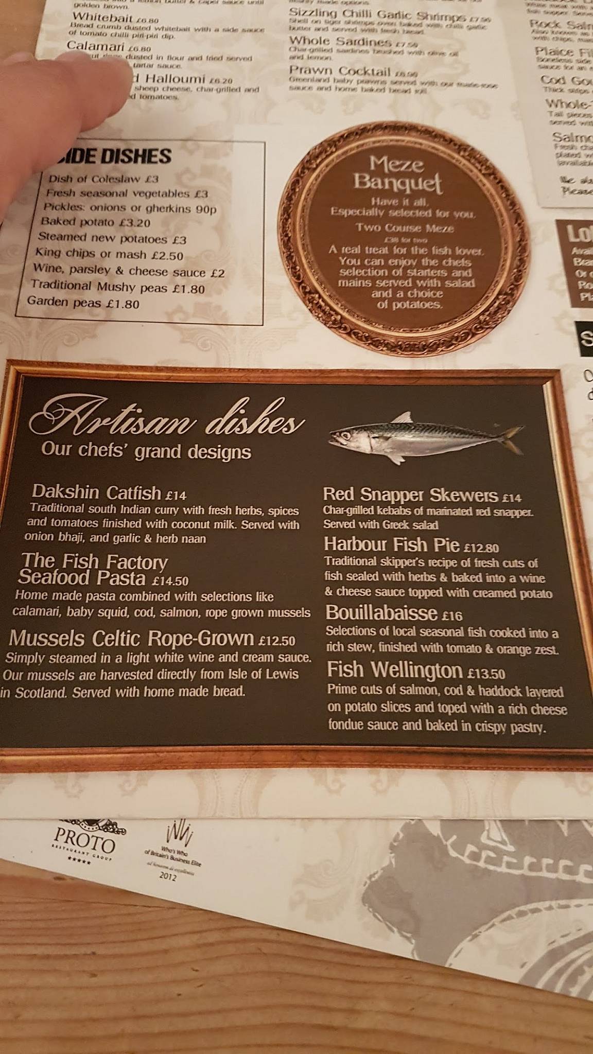 Menu at The Fish Factory restaurant, Worthing