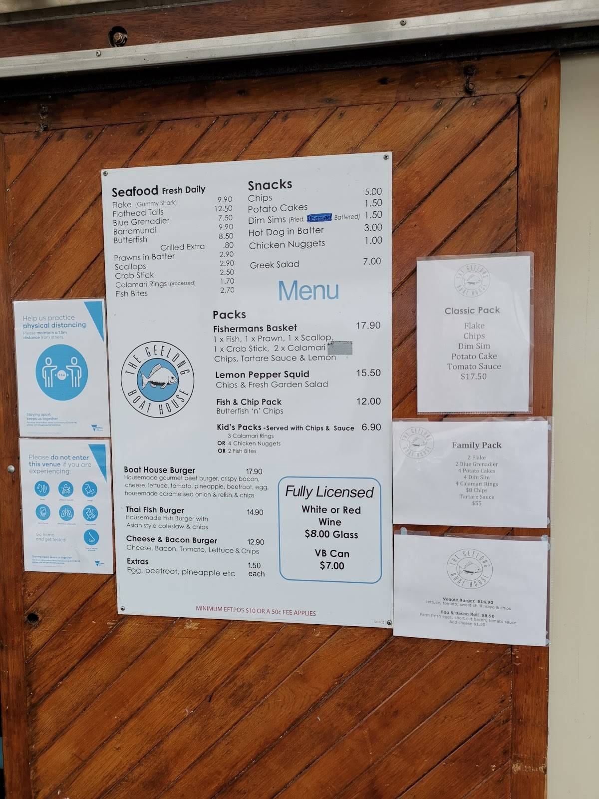 Menu at The Geelong Boat House restaurant, Geelong