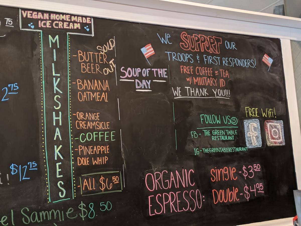 Menu at The Green Table restaurant, Palm Harbor