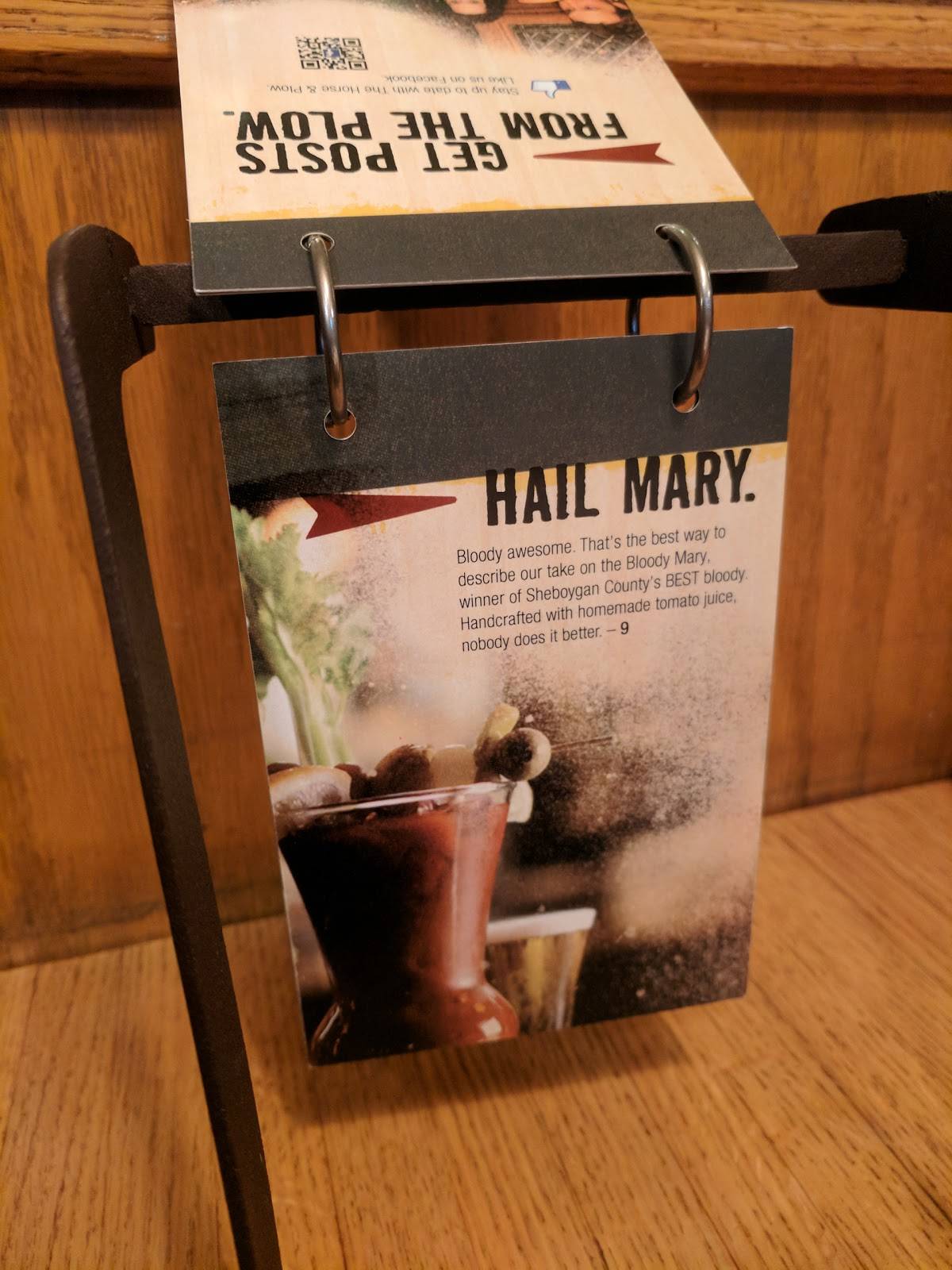Menu at The Horse & Plow pub & bar, Kohler
