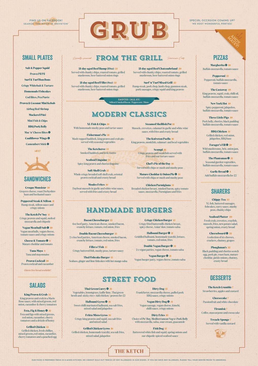 Menu at The Ketch pub & bar, Ashbourne, Kniveton