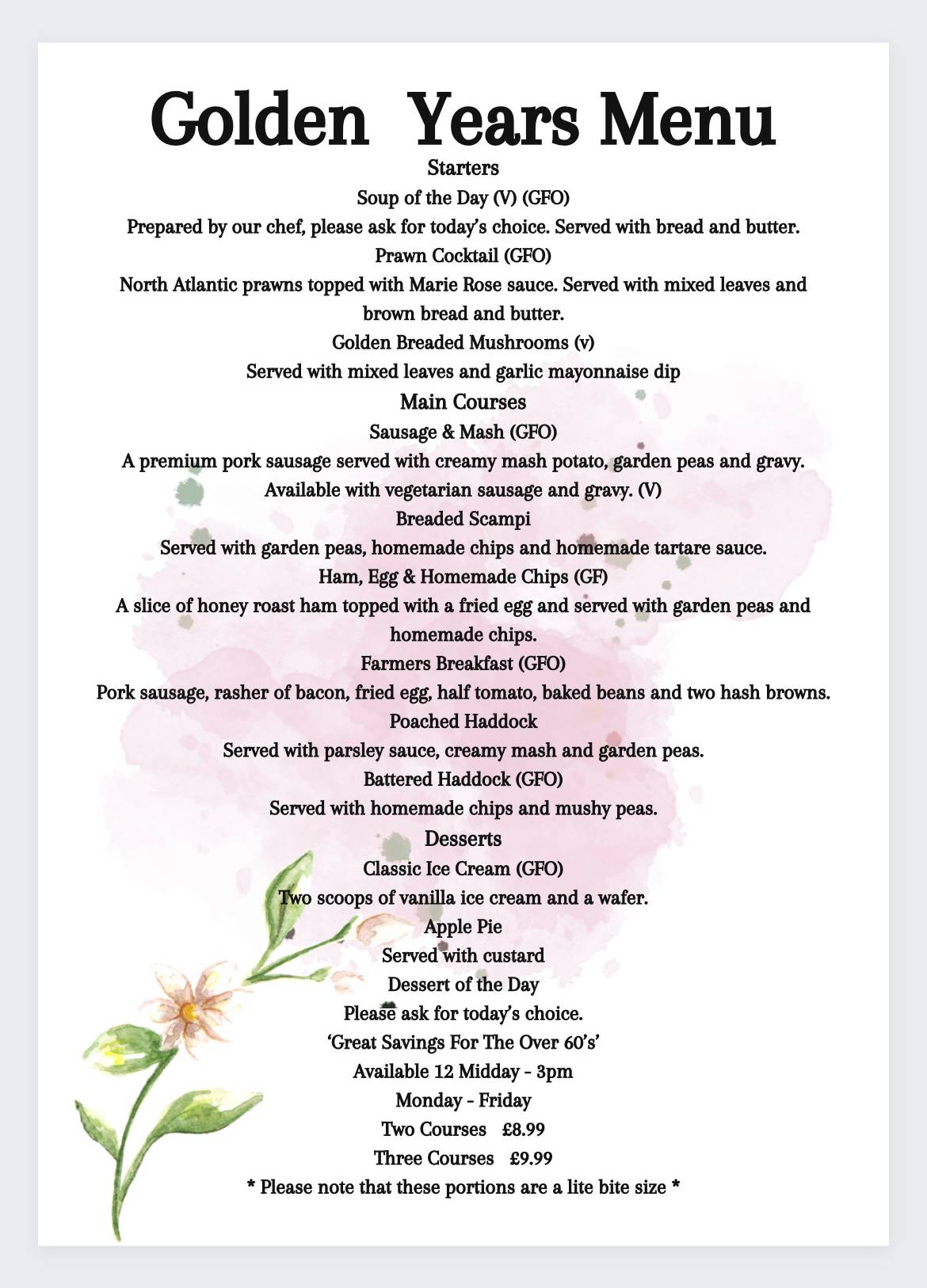 Menu at The Larch Farm pub & bar, Ravenshead