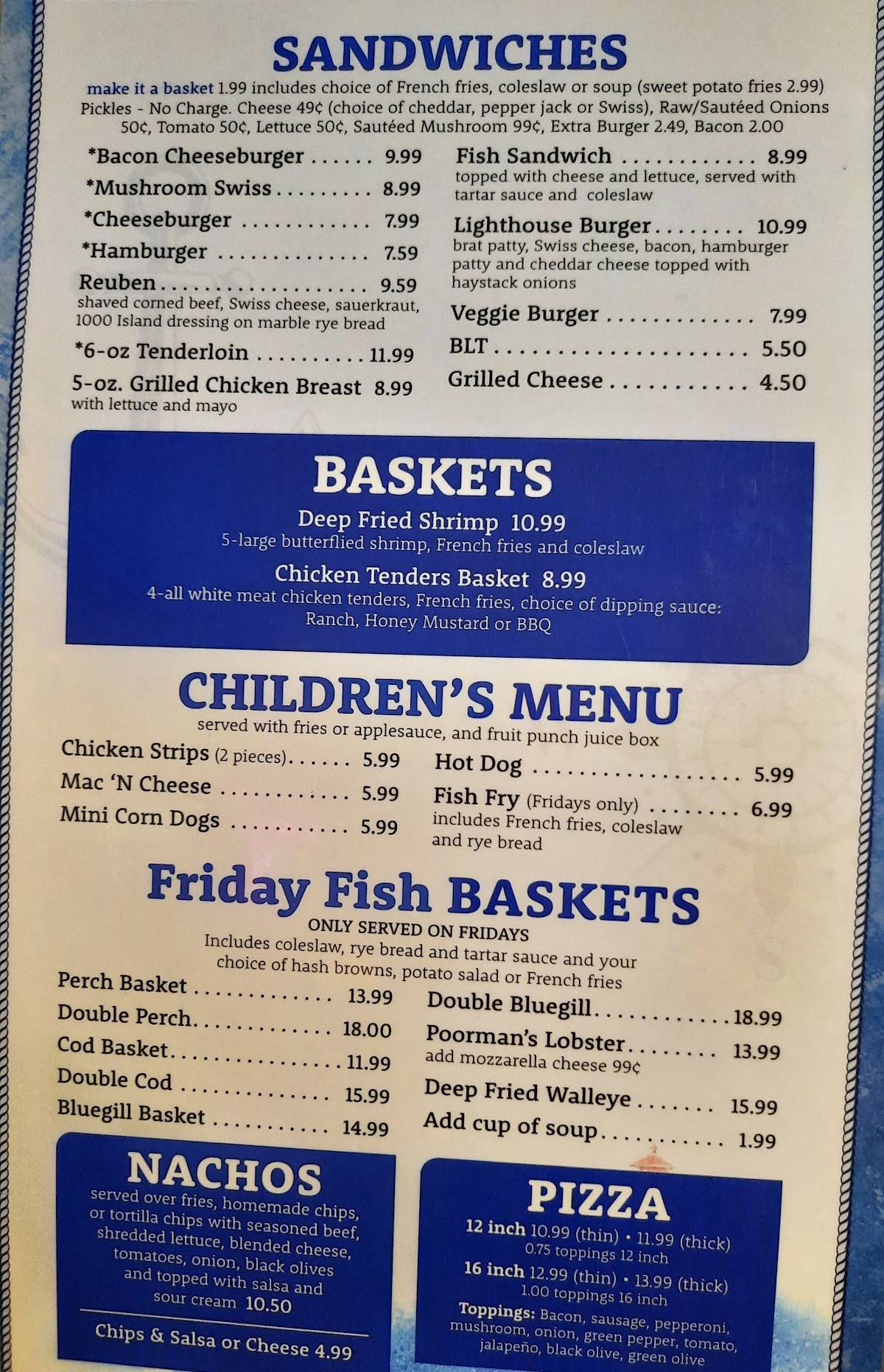Menu at The Lighthouse Bar and Grill, Shawano