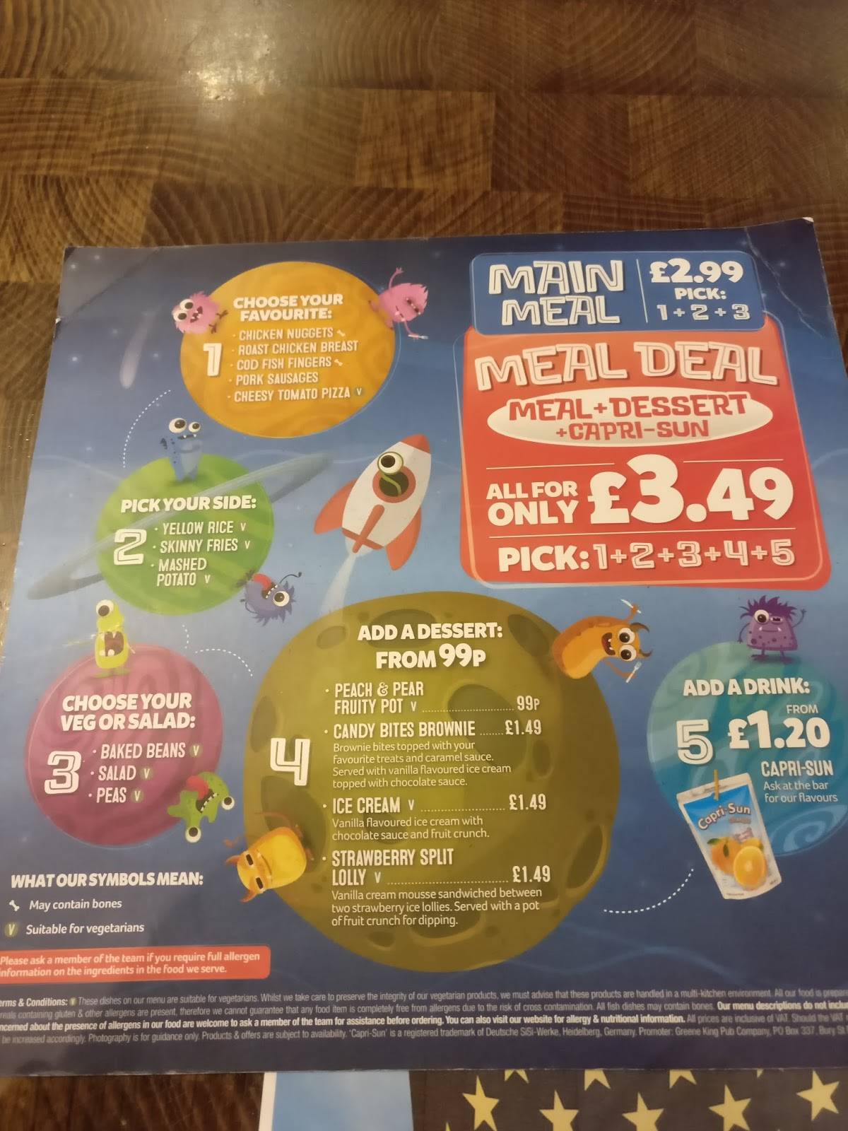 Menu at The Merlin pub & bar, Swindon