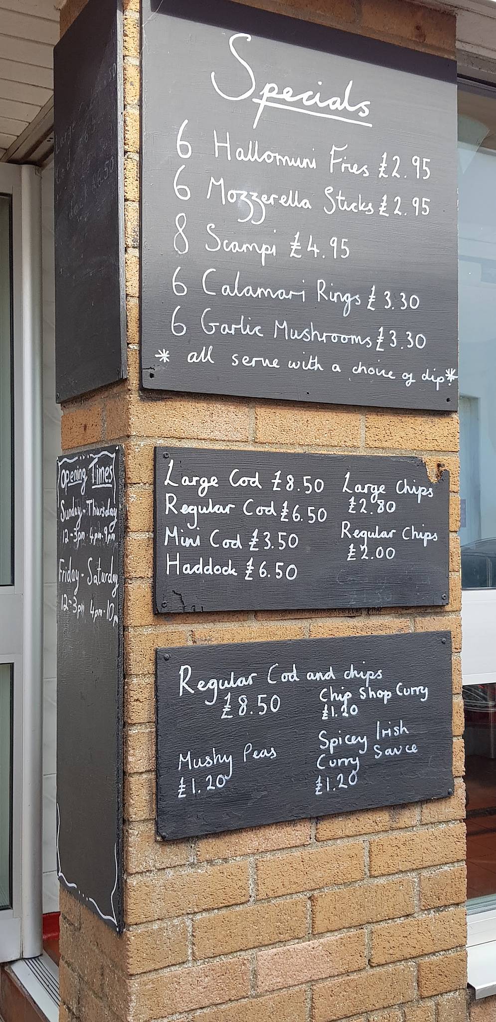 Menu at The Mermaid Takeaway fast food, Bude