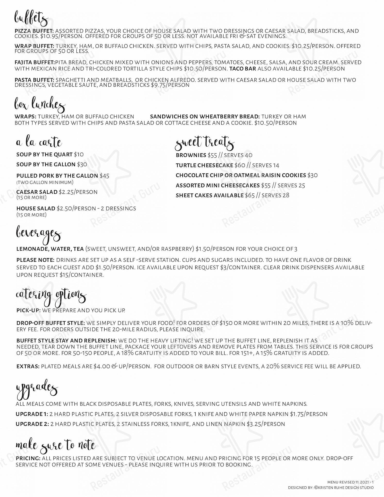 Menu at The Mill House Restaurant, Jasper