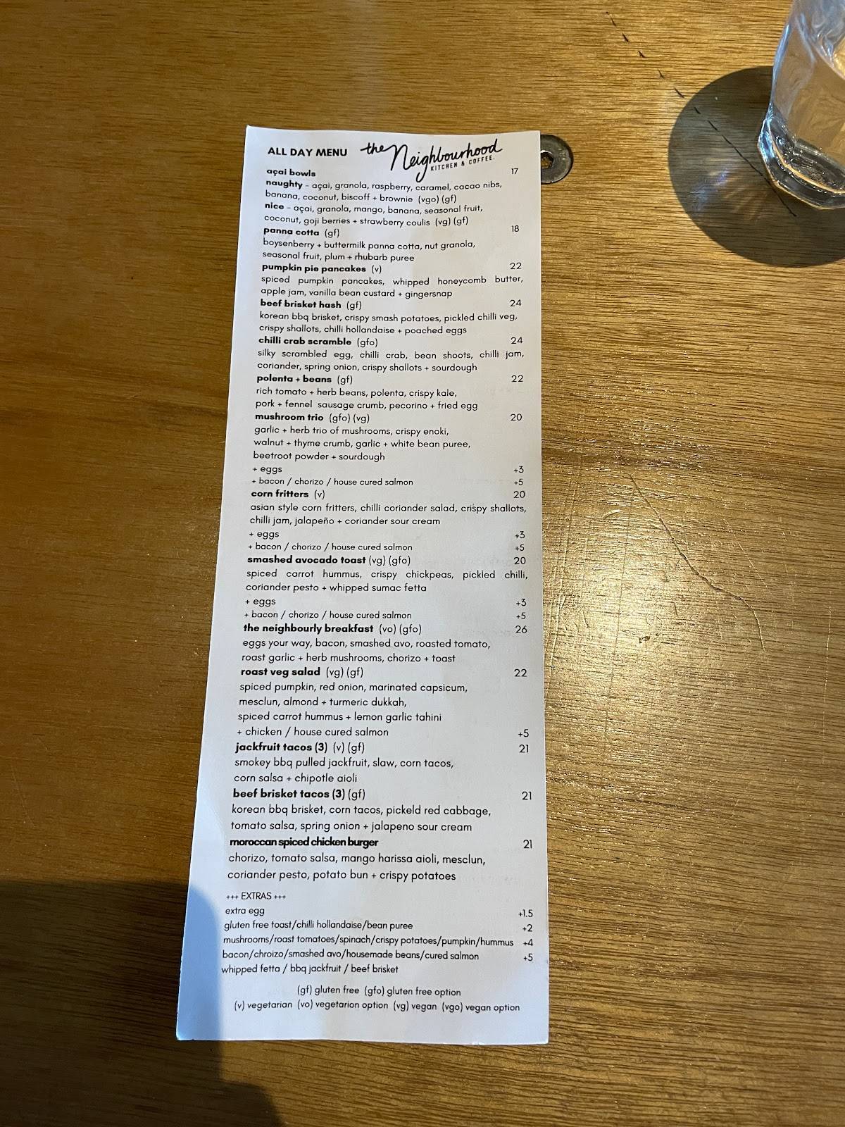 Menu at The Neighbourhood Kitchen, Coffee & Bottle Shop cafe, Attadale
