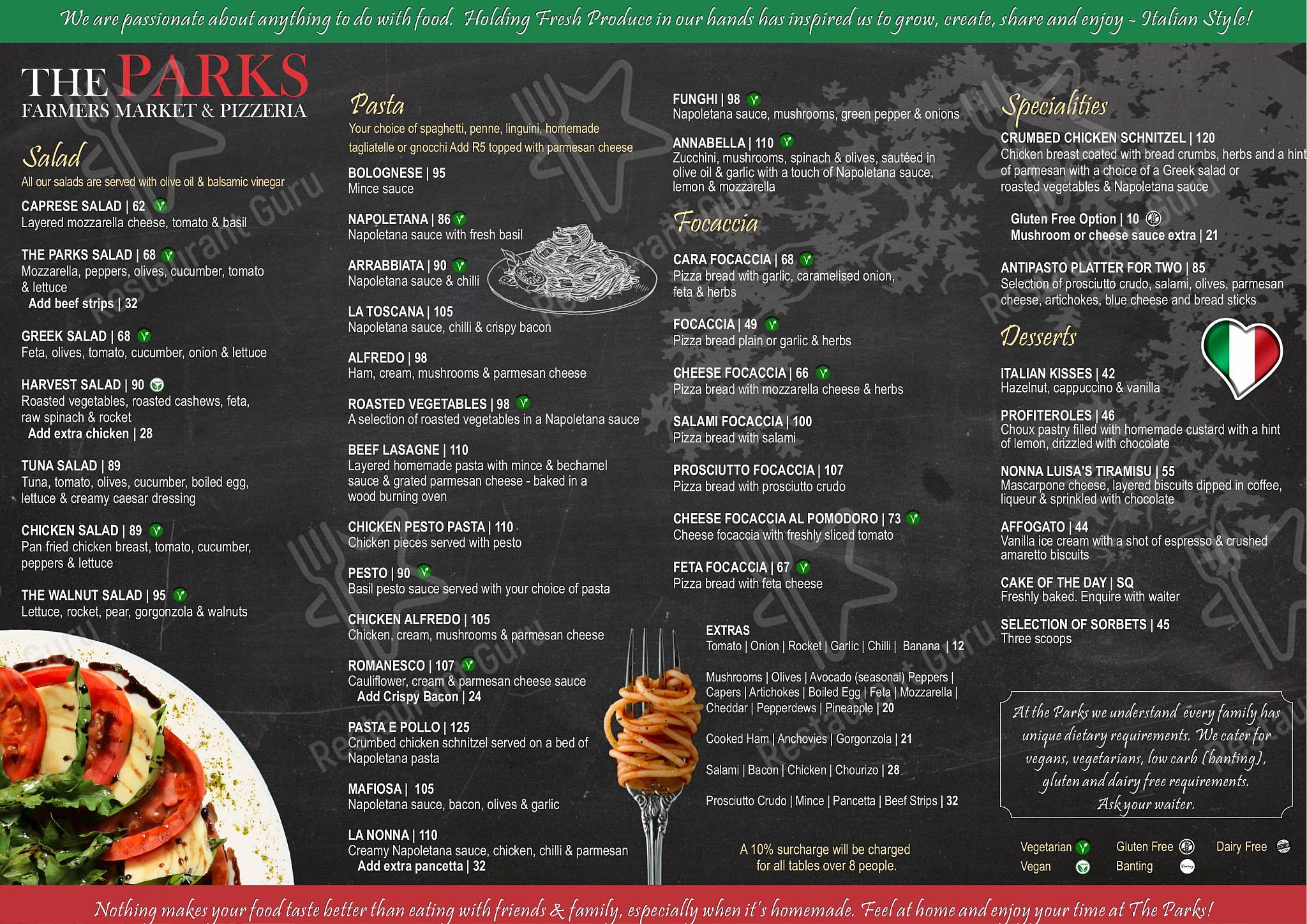 Menu at The Parks Fresh Produce & Pizzeria, Benoni