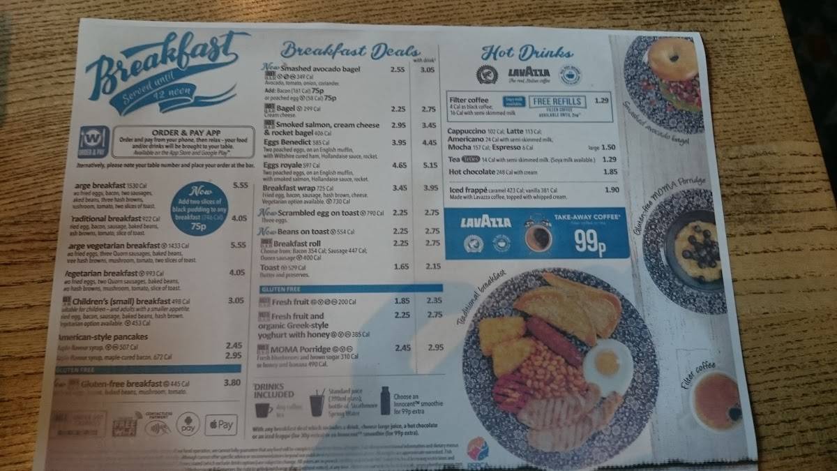 Menu at The Pilgrim's Progress - JD Wetherspoon pub & bar, Bedford