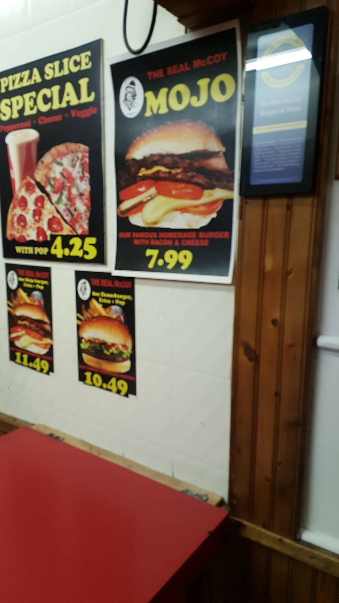 Menu at The Real McCoy pizzeria, Toronto, Lawrence Ave E