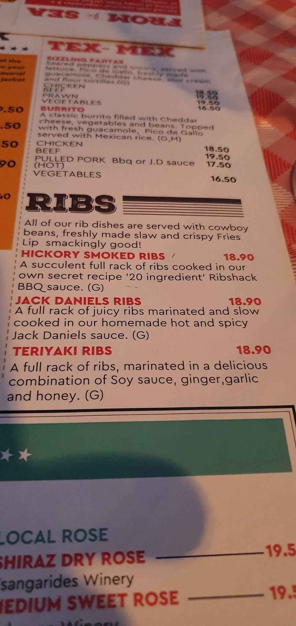 Menu at The Rib Shack, Paphos, Poseidonos Ave 65