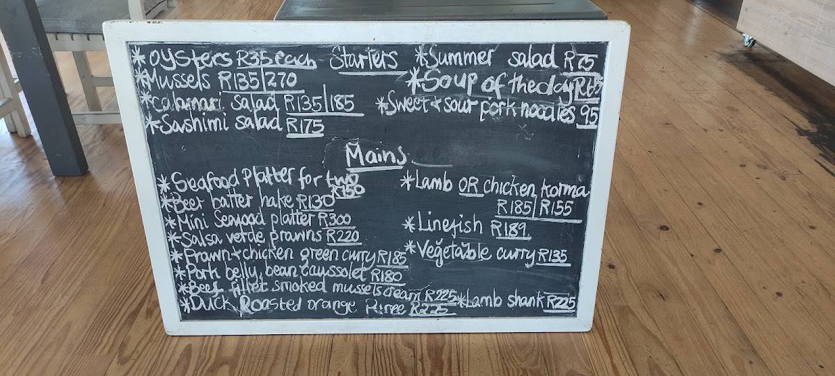 Menu at The Rock Restaurant, New Harbour Hermanus, Hermanus, New Harbour