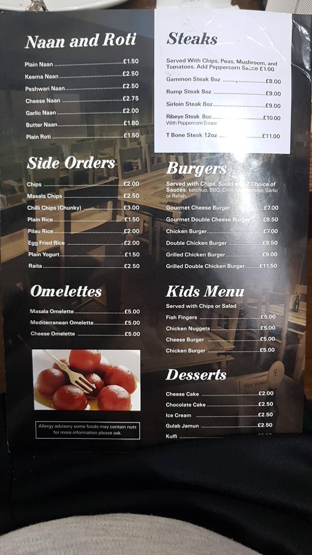 Menu at The Rowley Bar and Grill, Rowley Regis