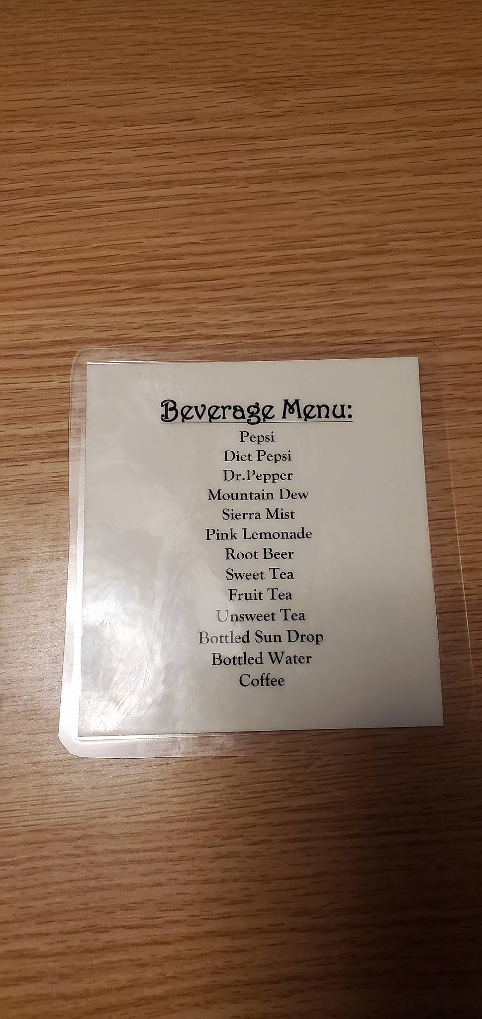 Menu at The Rusty Spur Diner steakhouse, Pulaski