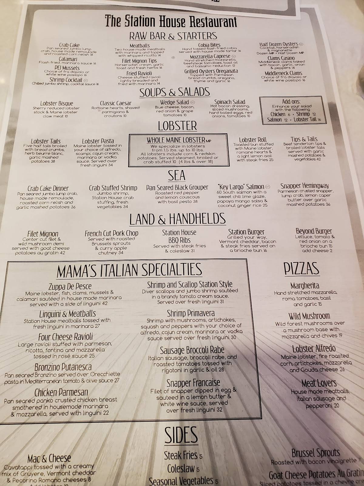 Menu at The Station House Restaurant, Lantana