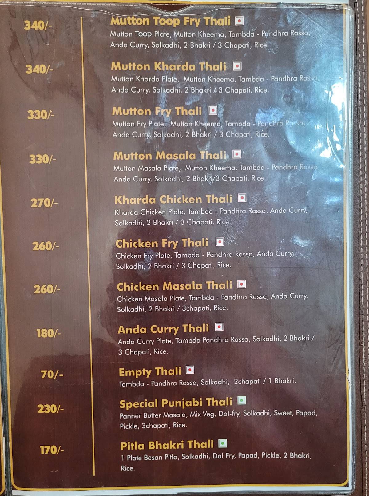 Menu at The Thalis ( Kolhapuri Thali ) - Best kolhapuri Non-veg thali ...