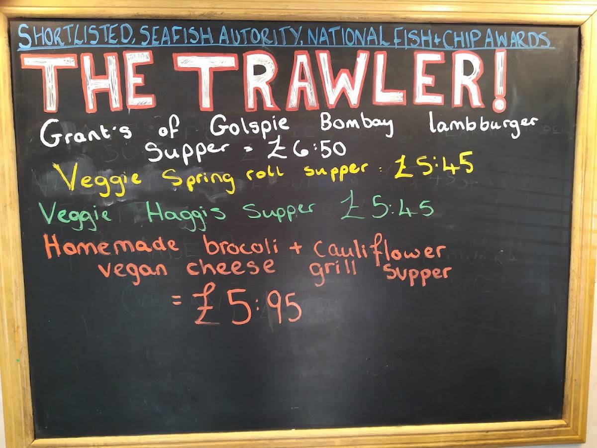 Menu at The Trawler Fish & Chips restaurant, Golspie