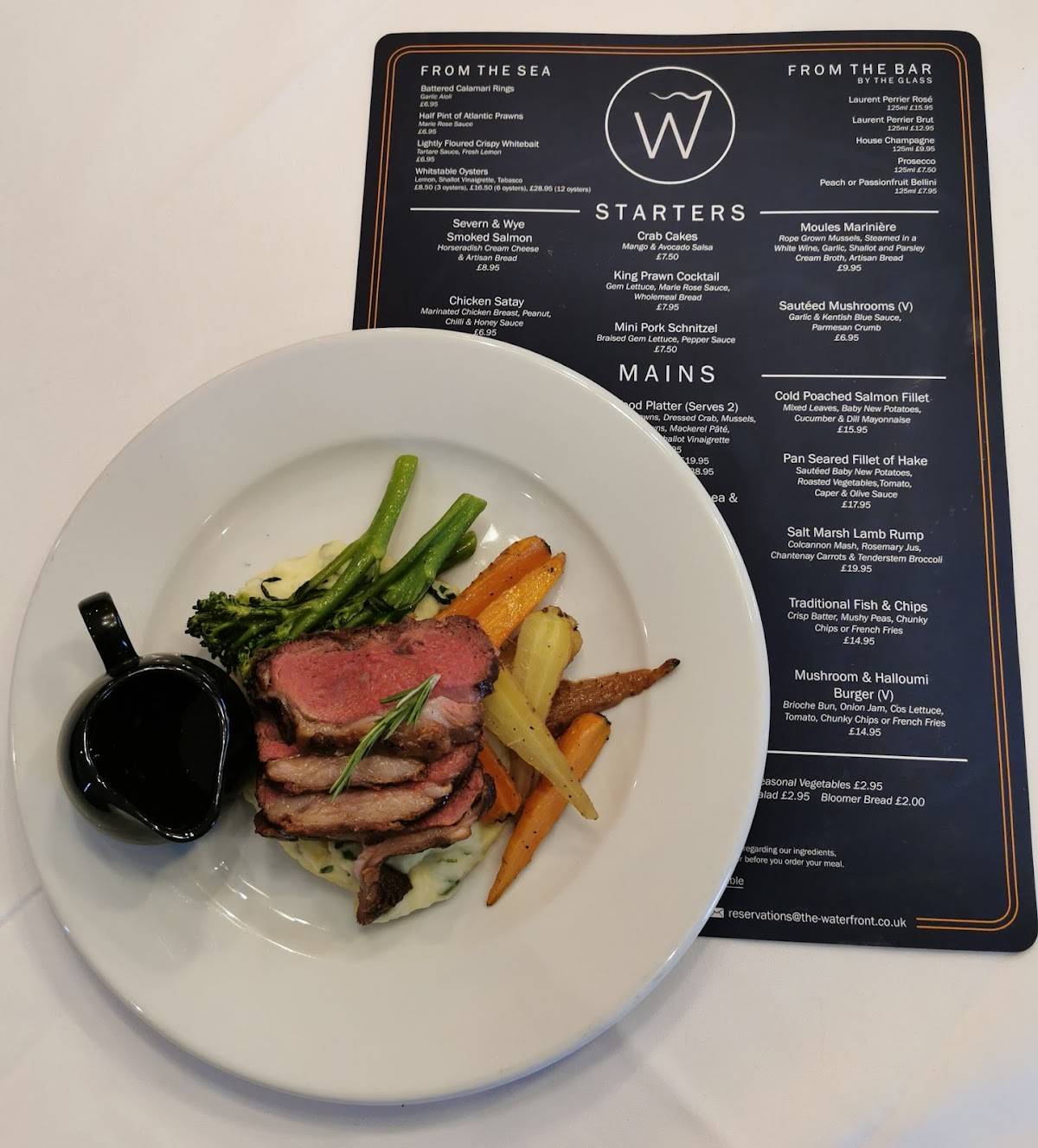 Menu at The Waterfront Hythe restaurant, Hythe